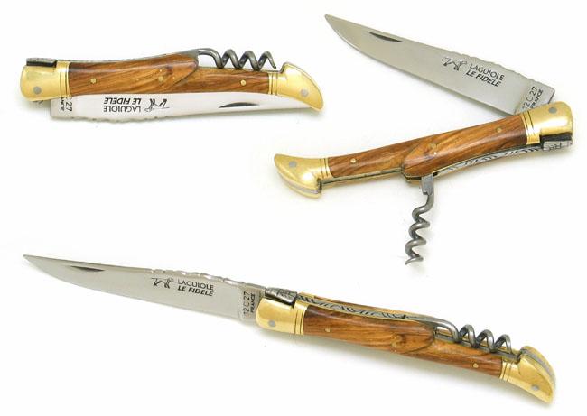 Couteau Laguiole tire bouchon bois d'olivier
